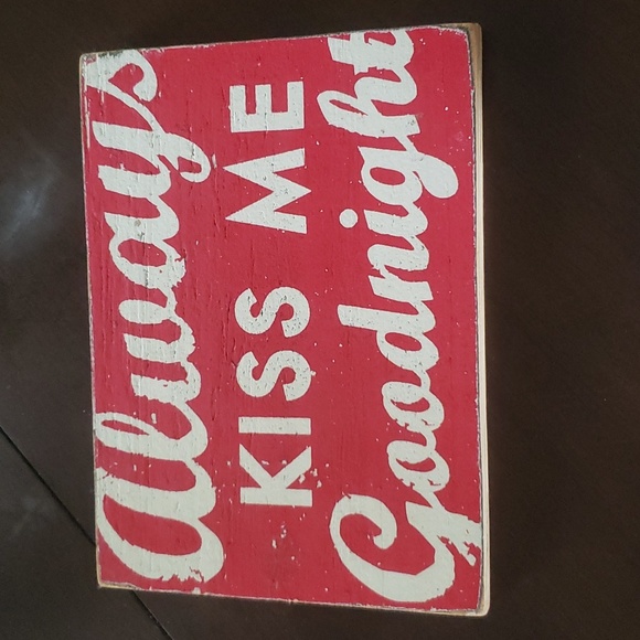 Wall Decor | Always Kiss Me Goodnight Red Wooden Sign | Poshmark